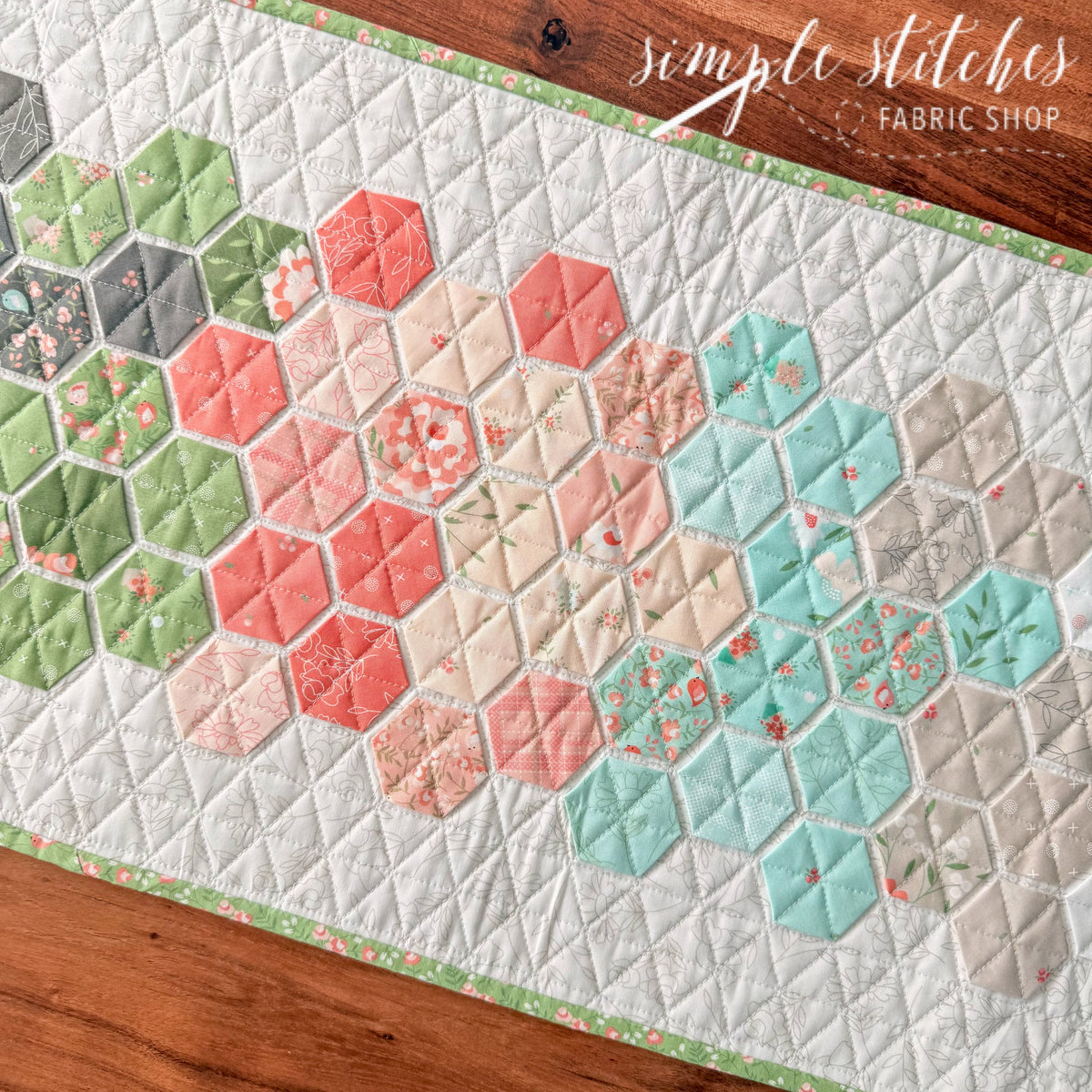 Abloom Hexie Runner Kit - Green Backing – Simple Stitches Fabric Shop, LLC