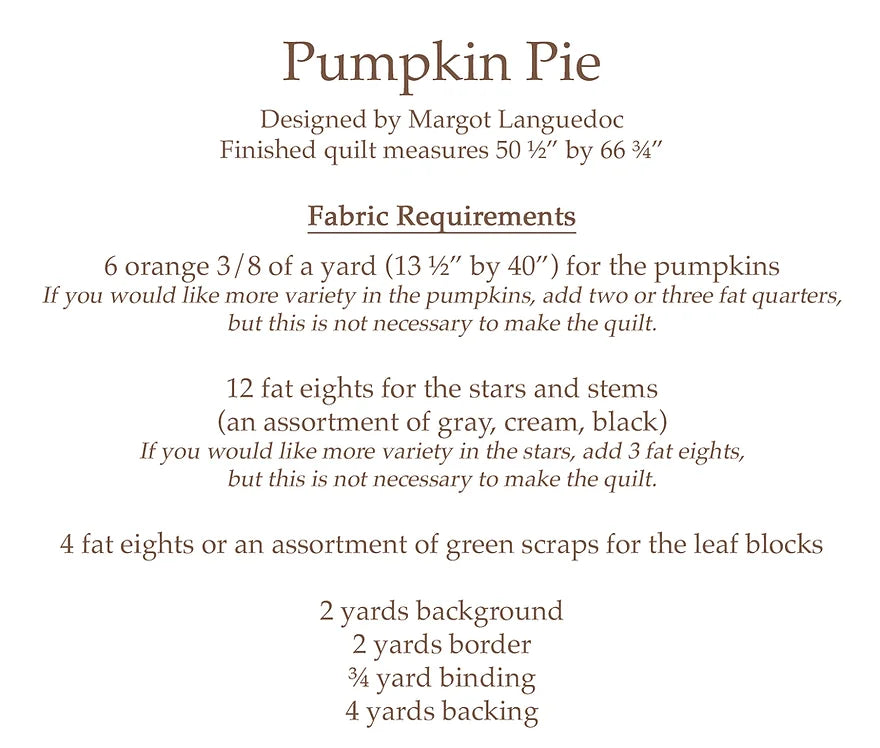 Pumpkin Pie Pattern by The Pattern Basket – Simple Stitches Fabric Shop ...