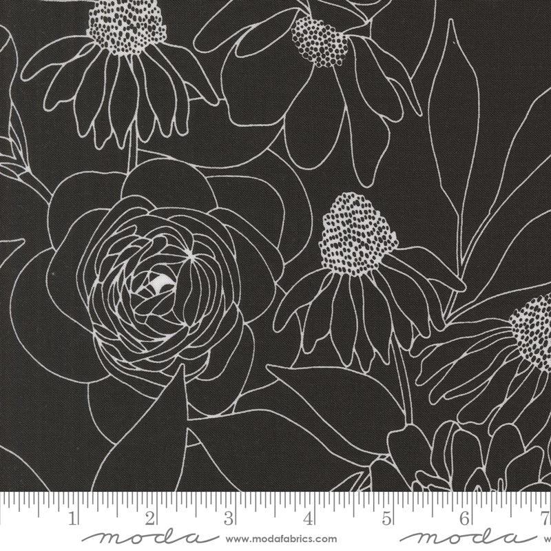 Botany Etched Floral Ink Yardage for Moda - 11557 12 - PRICE PER 1/2 Y ...