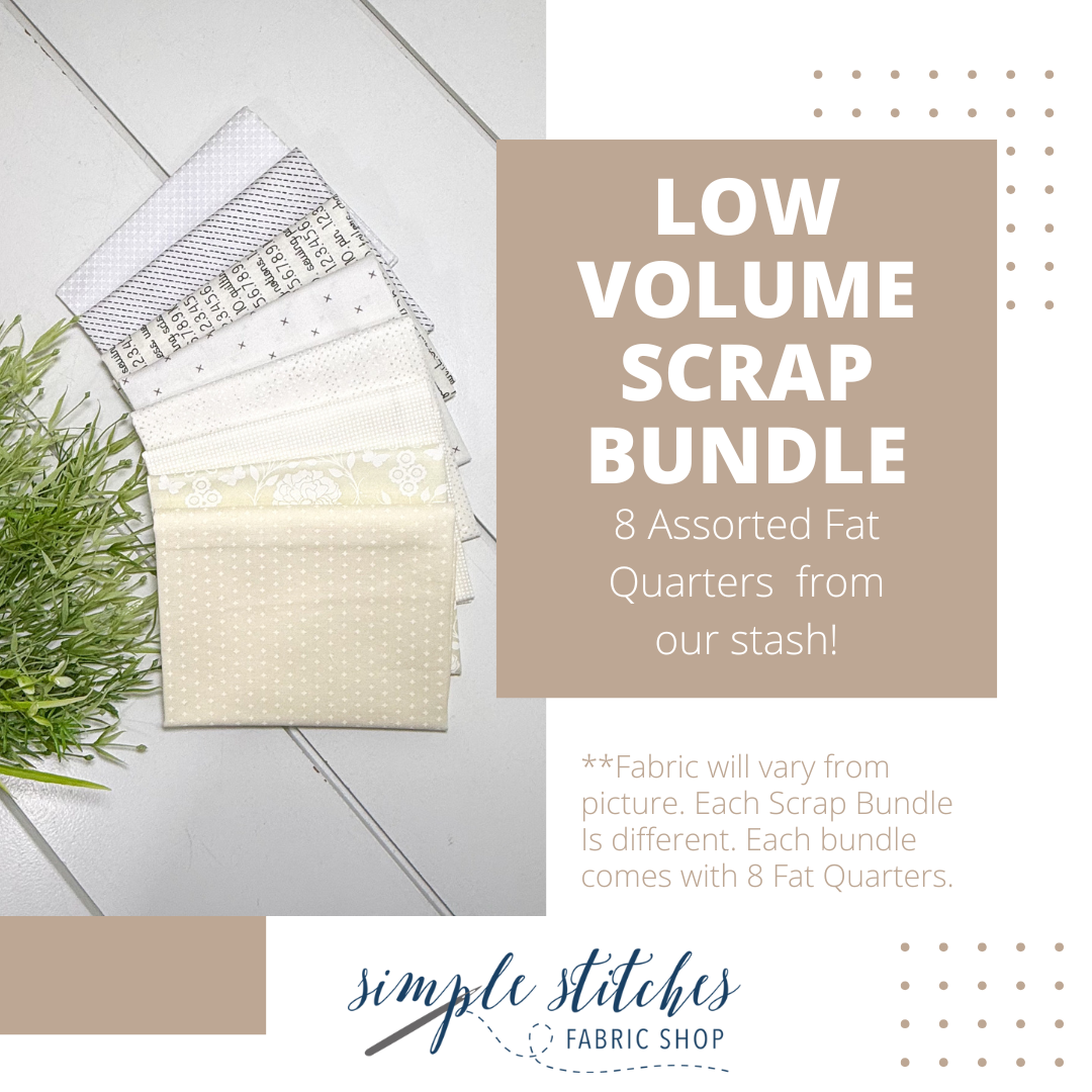 SCRAP BUNDLE Low Volume Simple Bundle (8) Fat Quarters – Simple ...