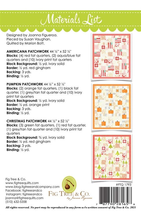 Seasonal Patchwork Paper Pattern by Fig Tree & Co. – Simple Stitches ...